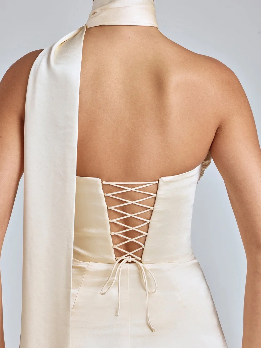 Oh Polly | Dresses | Oh Polly Ivory Oneshoulder Satin Mini Dress With ...